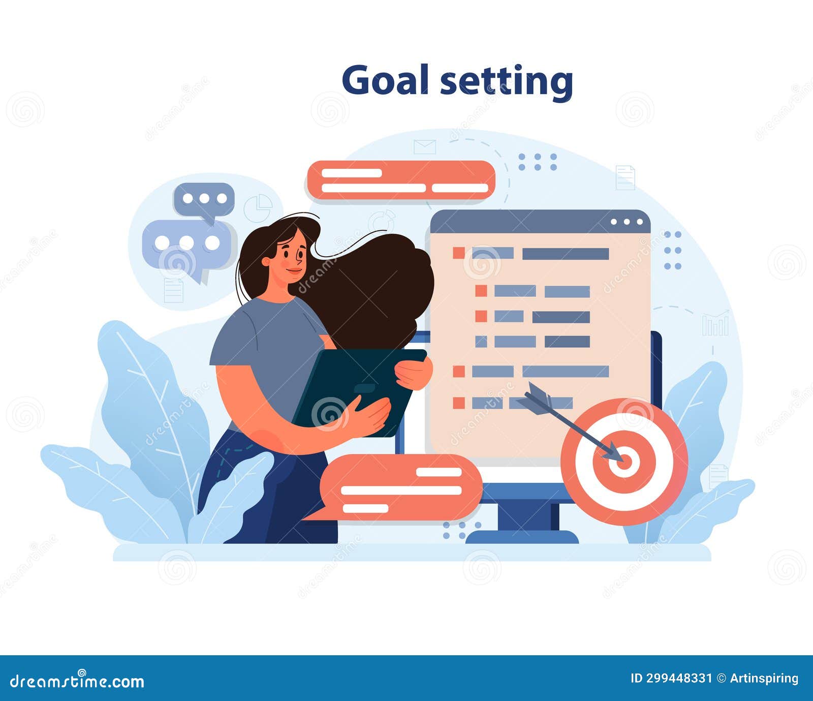 Goal Setting Visualization. Flat Vector Illustration Stock Illustration ...