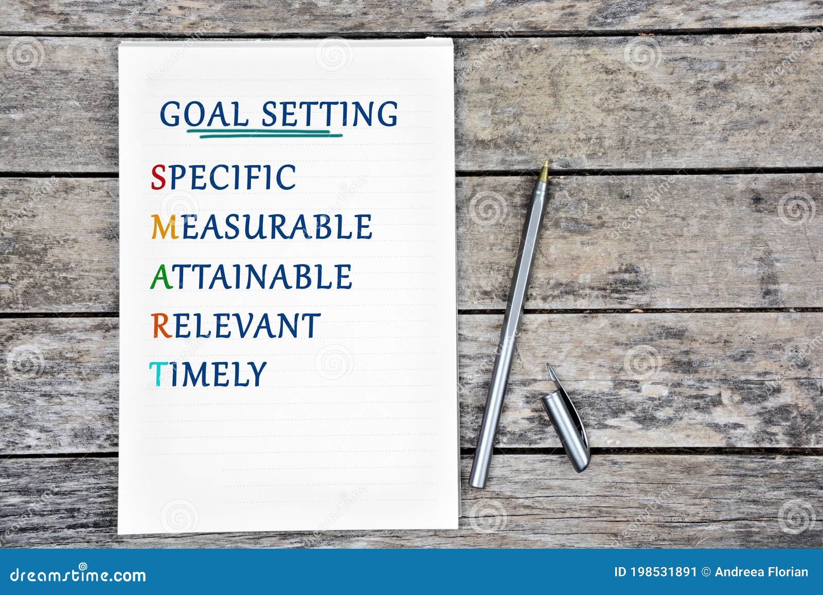 Goal Setting Words on Notebook Stock Image - Image of process, quote ...