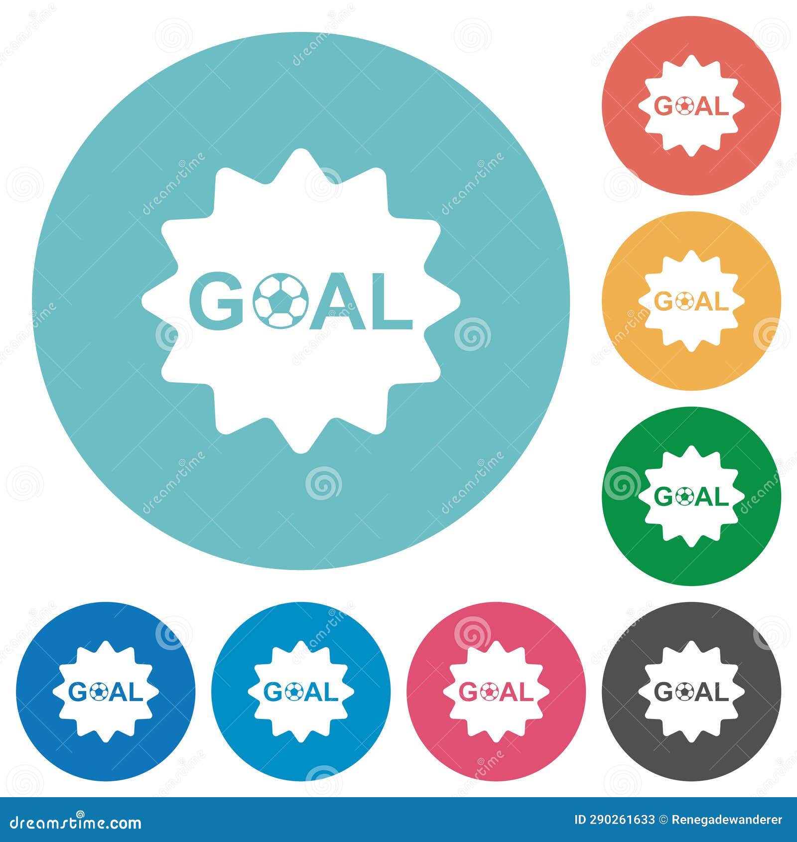 Goal Sticker with Sharp Edges Solid Flat Round Icons Stock Vector ...