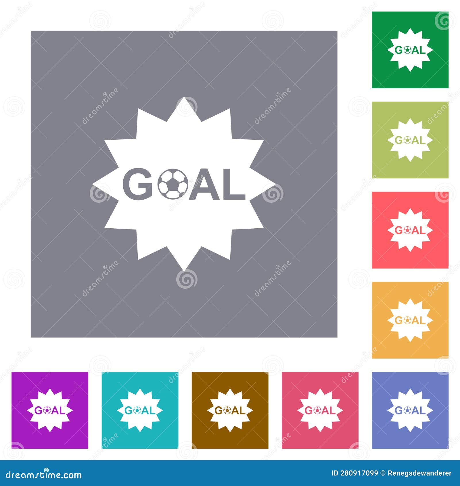 Goal Sticker with Sharp Edges Solid Square Flat Icons Stock Vector ...