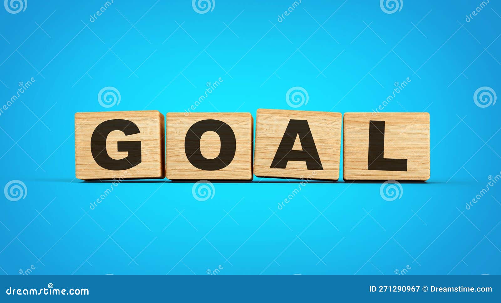 Goal Text on Wooden Blocks Isolated on Blue Background, 3d Illustration ...