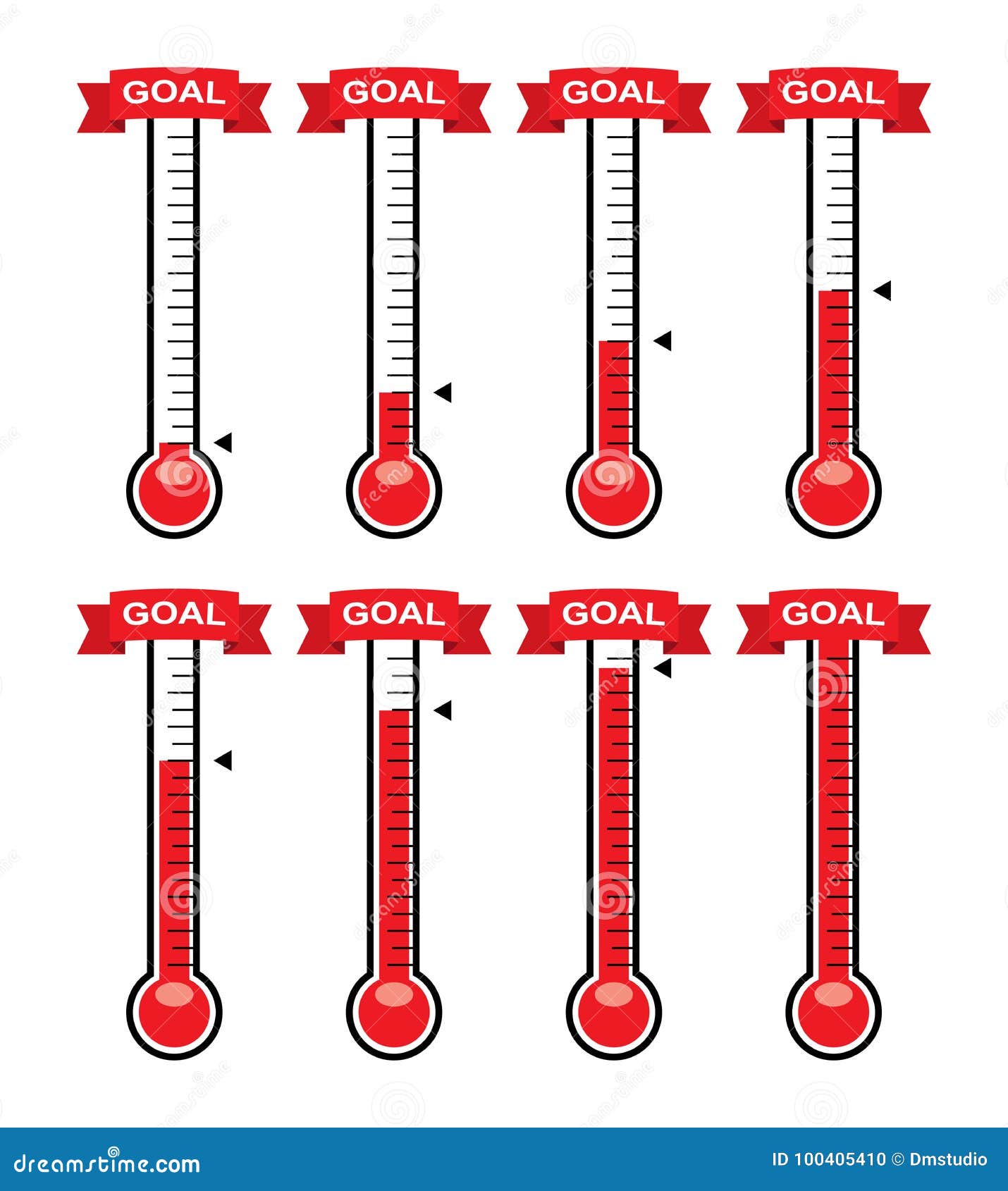 Goal Thermometers at Different Levels. Vector Stock Vector ... Goal Thermometers at Different Levels. Vector Stock Vector ...