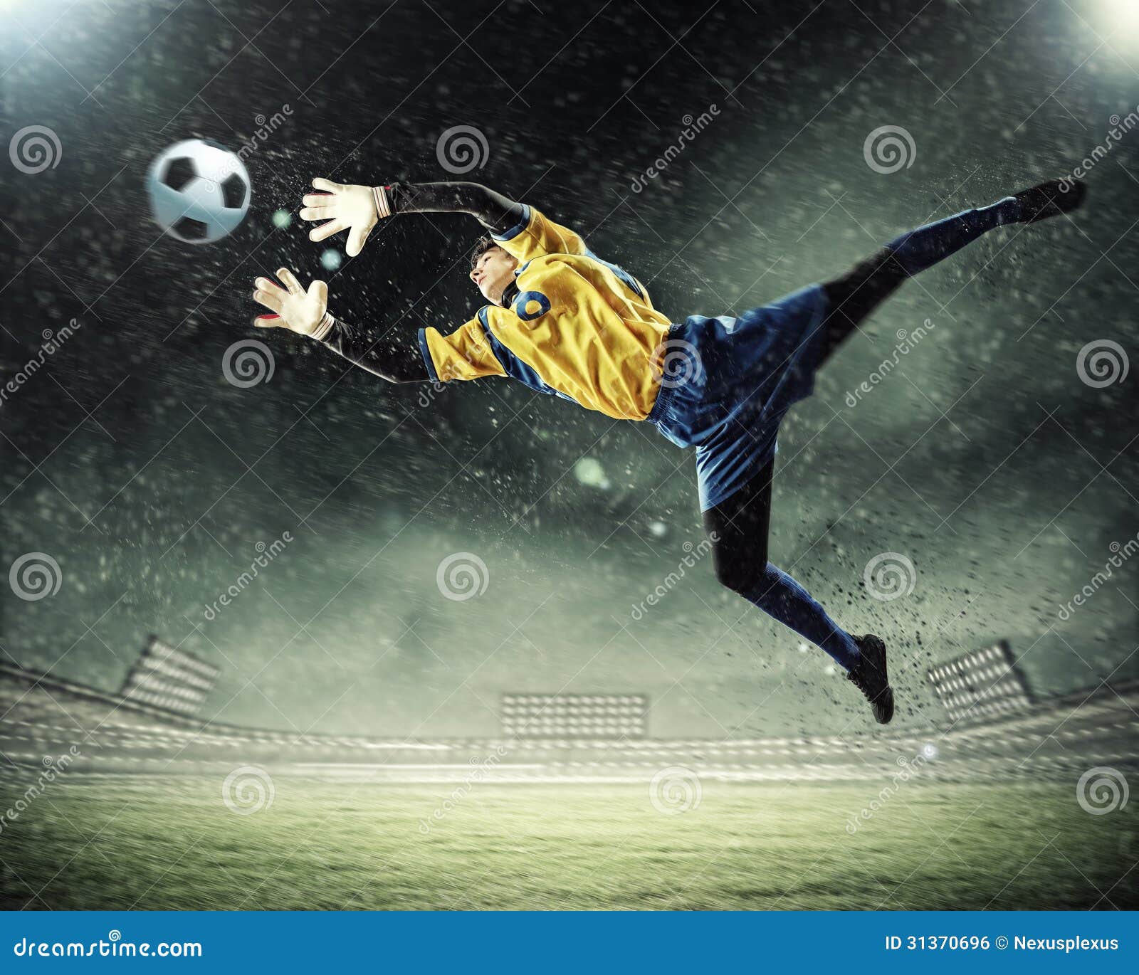 Goalkeeper Catches the Ball Stock Photo - Image of people, player: 31370696