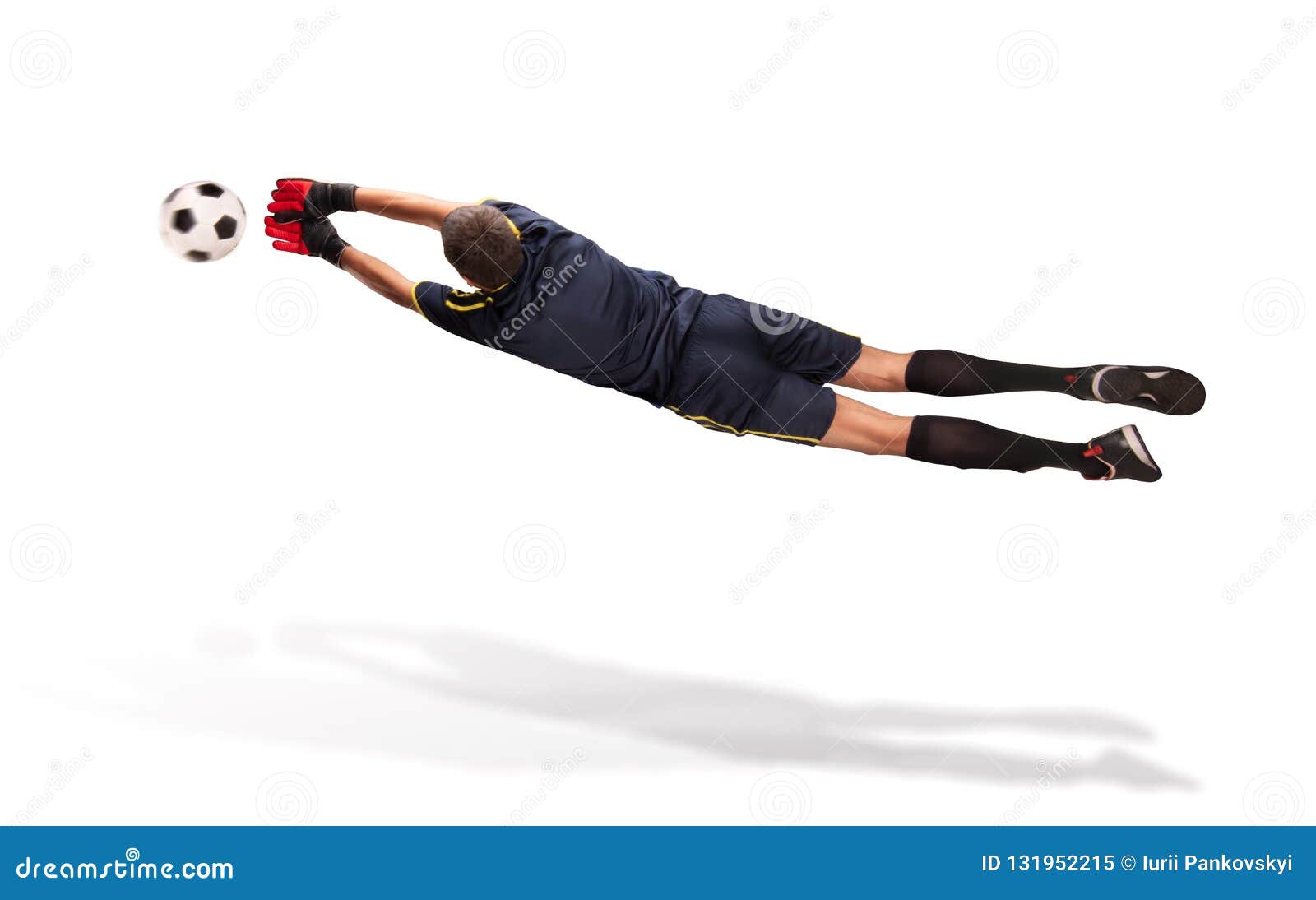Goalkeeper Flying for the Ball Isolated on White Stock Image - Image of ...