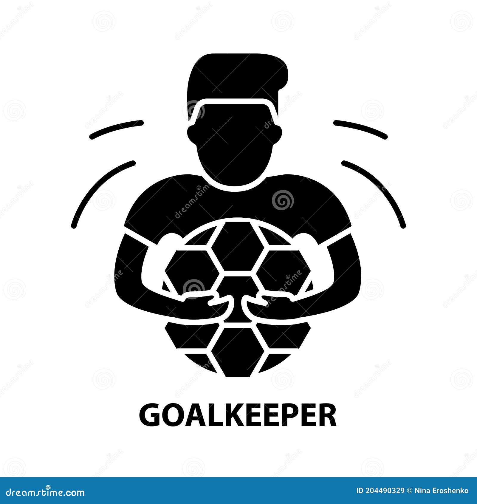 Goalkeeper Icon, Black Vector Sign with Editable Strokes, Concept ...