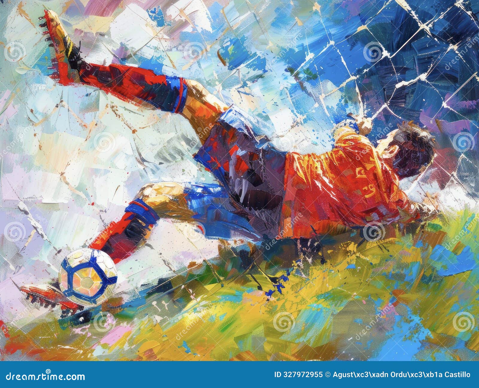 Goalkeeper Making a Save Abstract Painting Stock Image - Image of ...