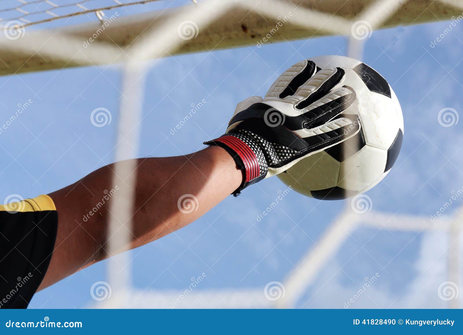 Goalkeeper S Hands Reaching Foot Ball Stock Photo - Image of blue ...