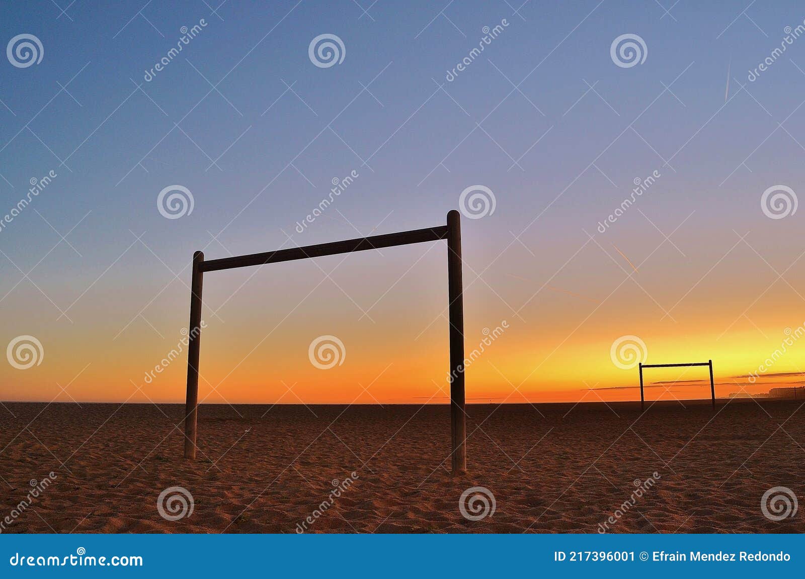Goals on the Beach at Sunset Stock Image - Image of activity ...