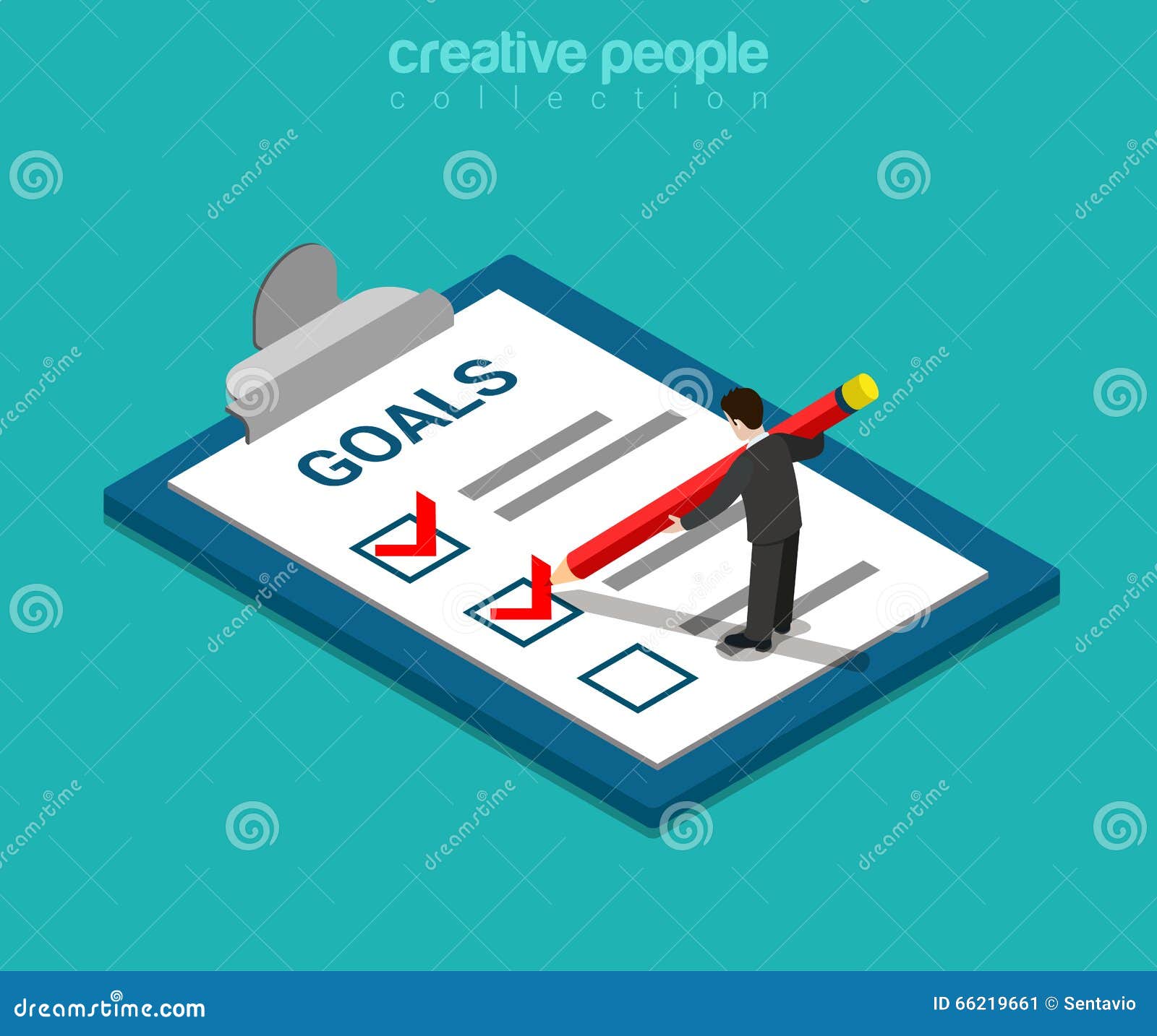 Goals Checklist Business Flat Isometric Vector 3d Stock Vector ...