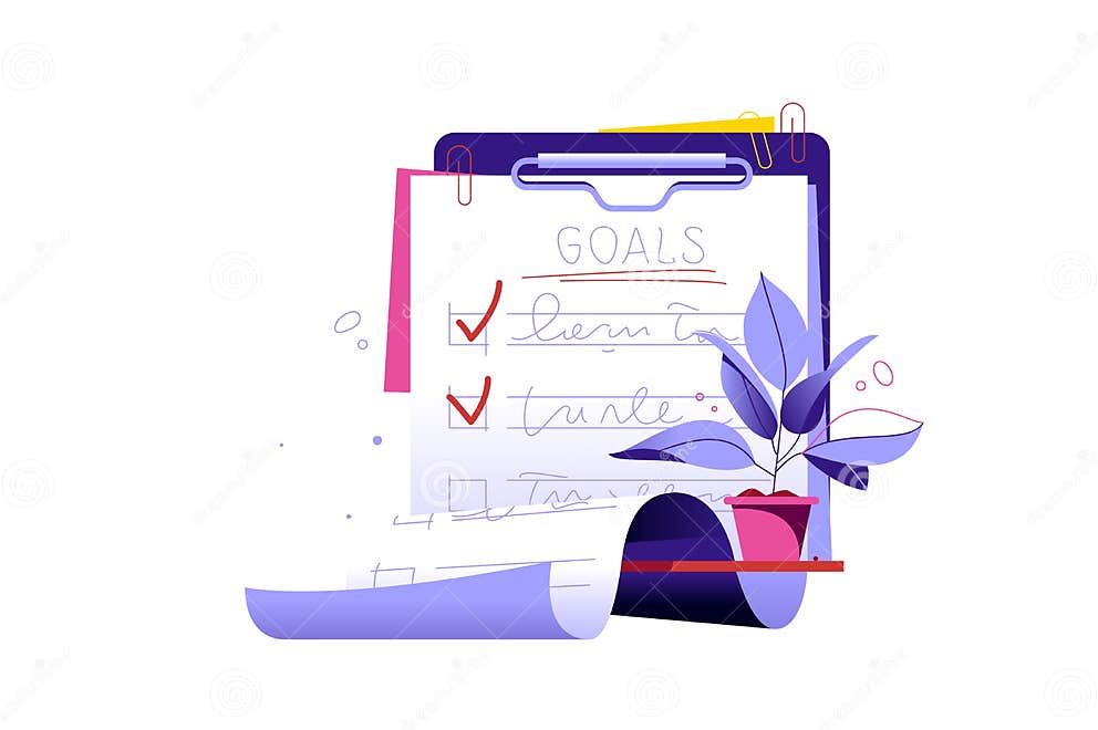 Goals or Checklist, Checkbox with Red Check Marks Stock Vector ...