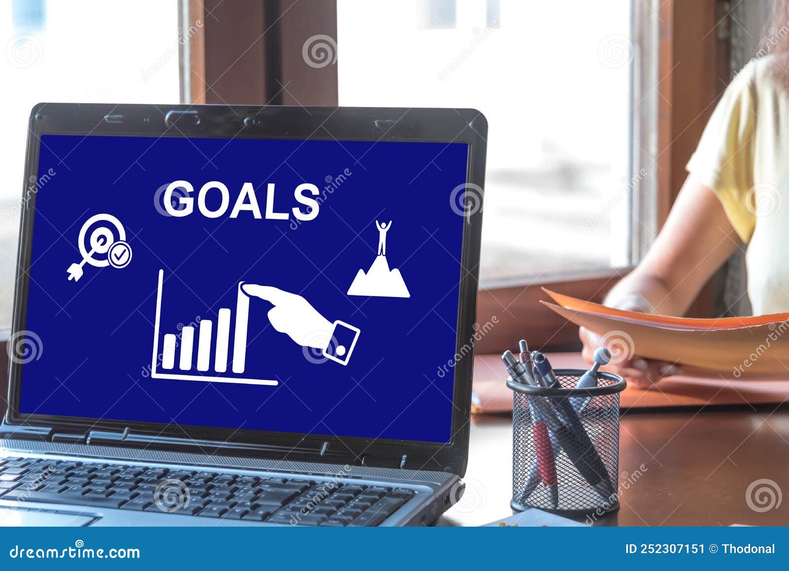 Goals Concept on a Laptop Screen Stock Image - Image of objective ...