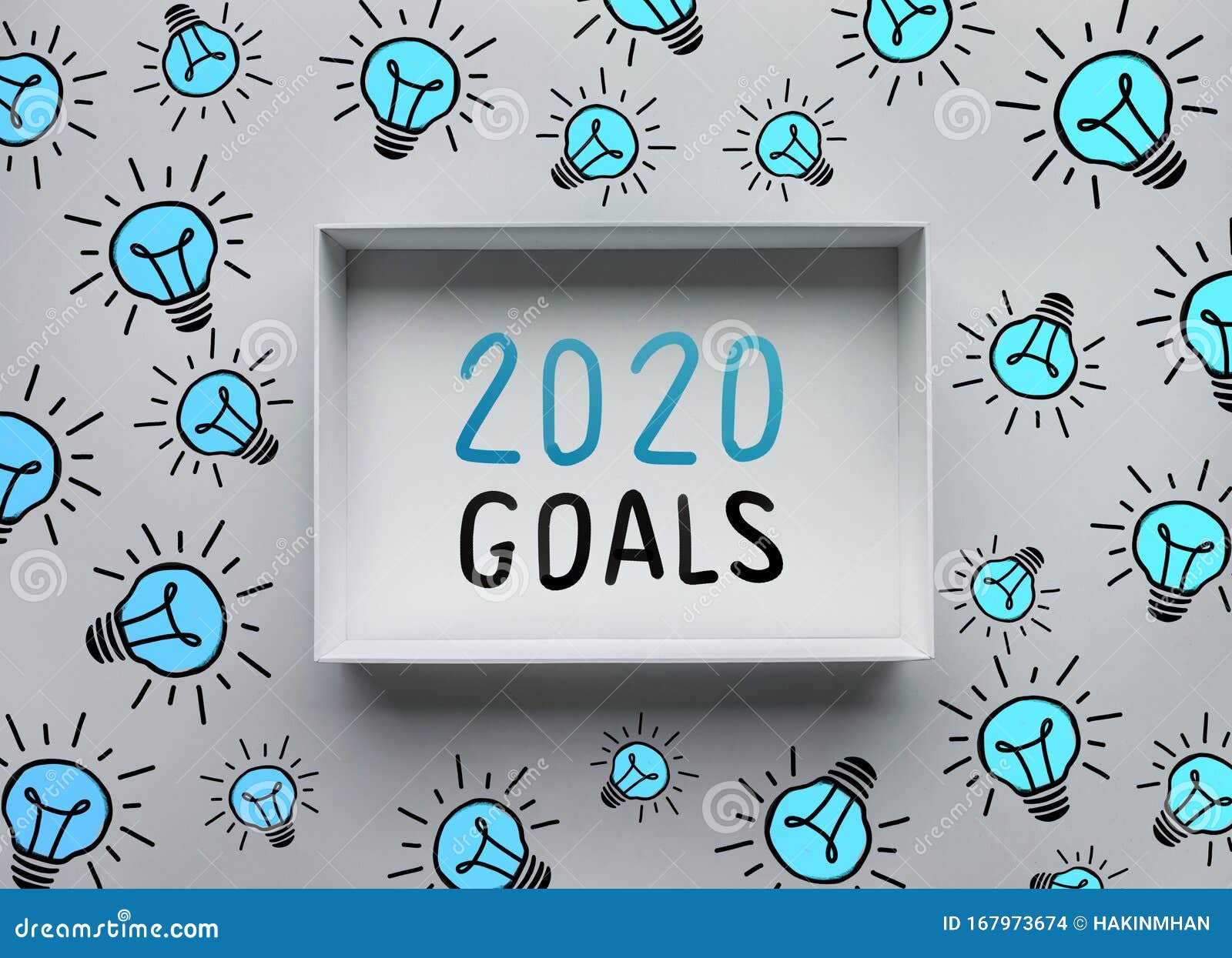 2020 Goals Concepts with on Box and Lightbulb Drawing Sign Element ...