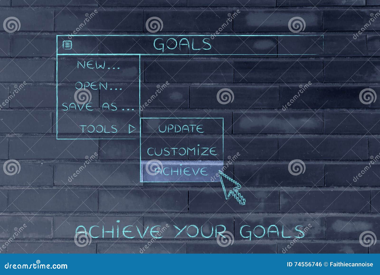 Goals Dropdown Menu, Pointer Selecting the Activate Option Stock Photo ...