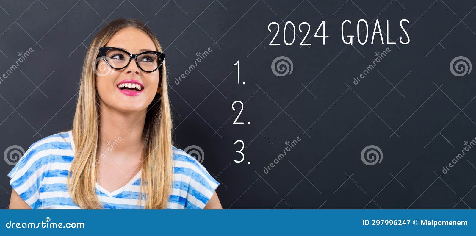 2024 Goals with Happy Young Woman Stock Image - Image of management ...