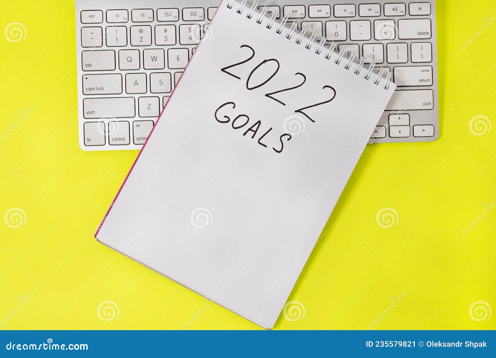2022 Goals with Keyboard on Yellow Background. New Year Resolutions and ...