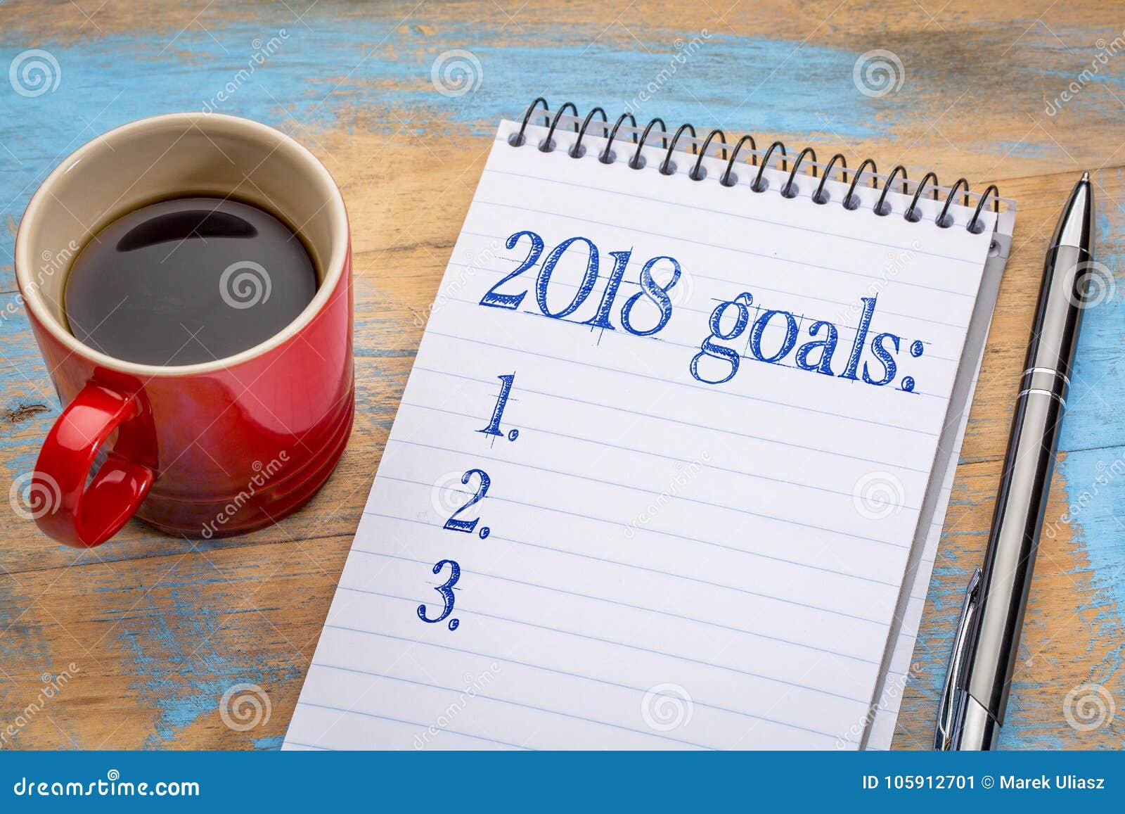 2018 Goals List in Notebook Stock Image - Image of sign, business ...