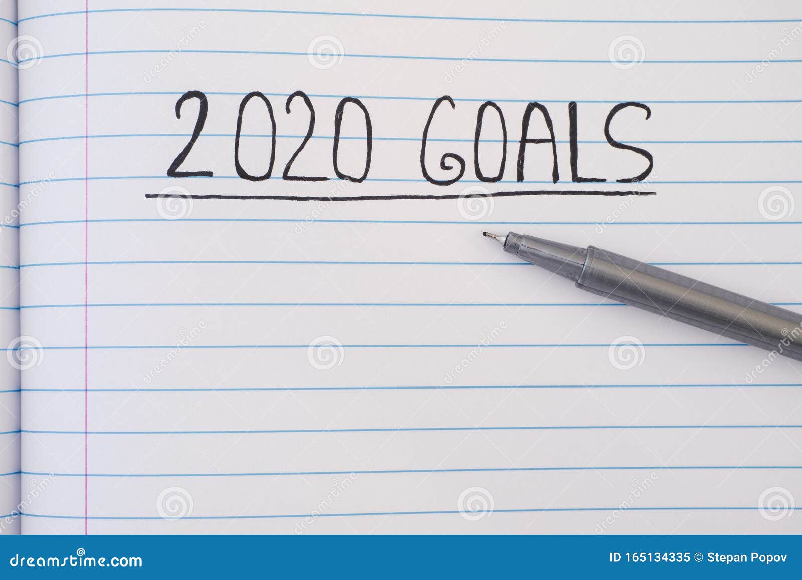 2020 Goals List on Notebook Sheet Stock Image - Image of goals, close ...