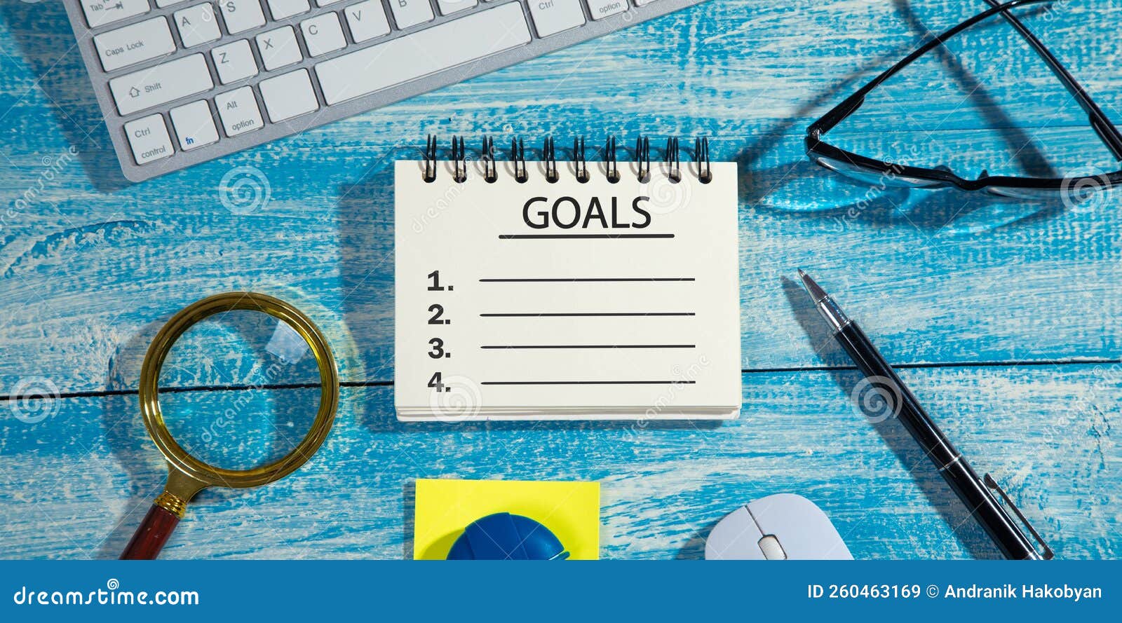 Goals and List in the Notepad. Business Concept Stock Image - Image of ...