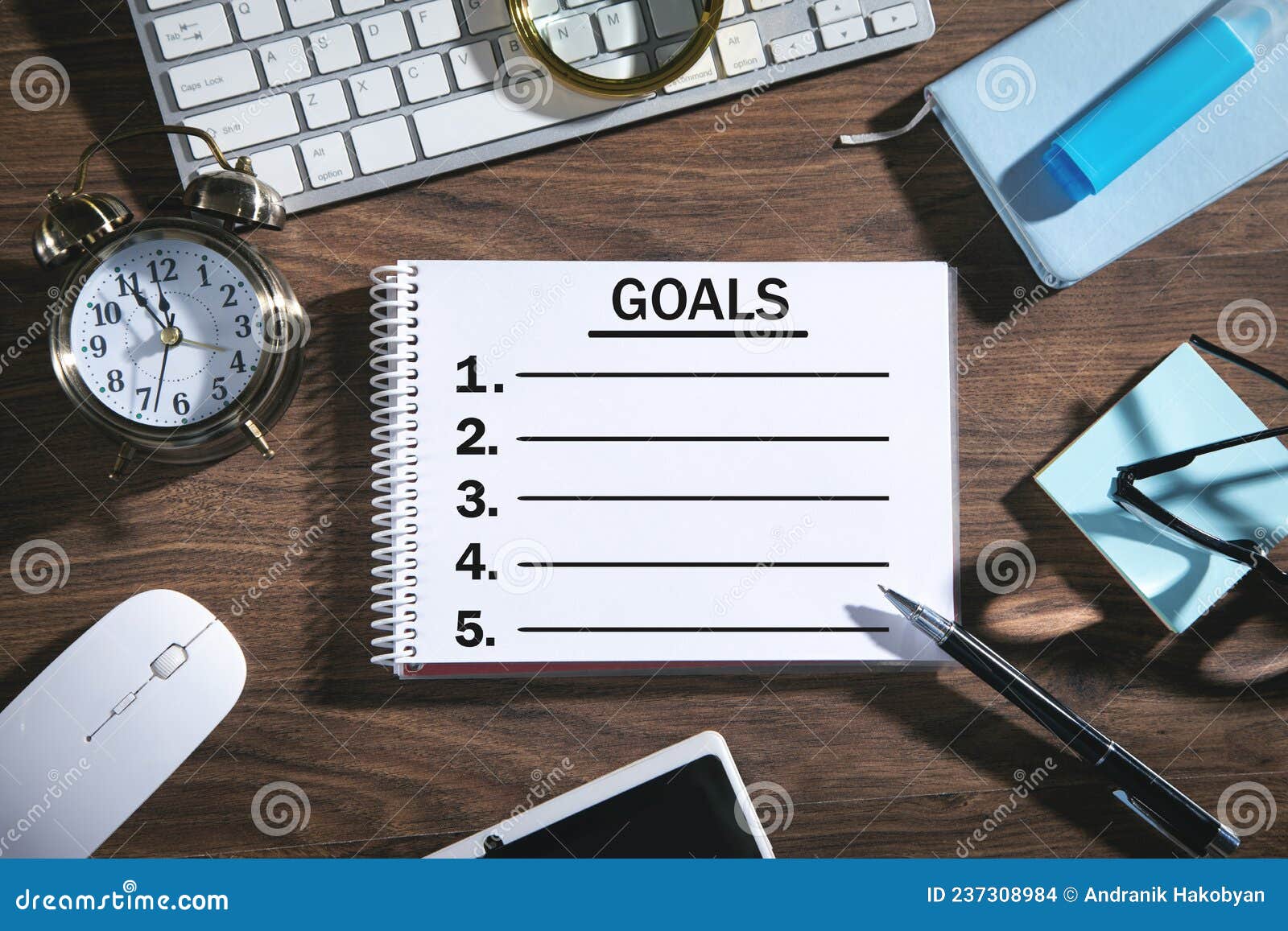 Goals List on Notepad with a Business Objects Stock Photo - Image of ...