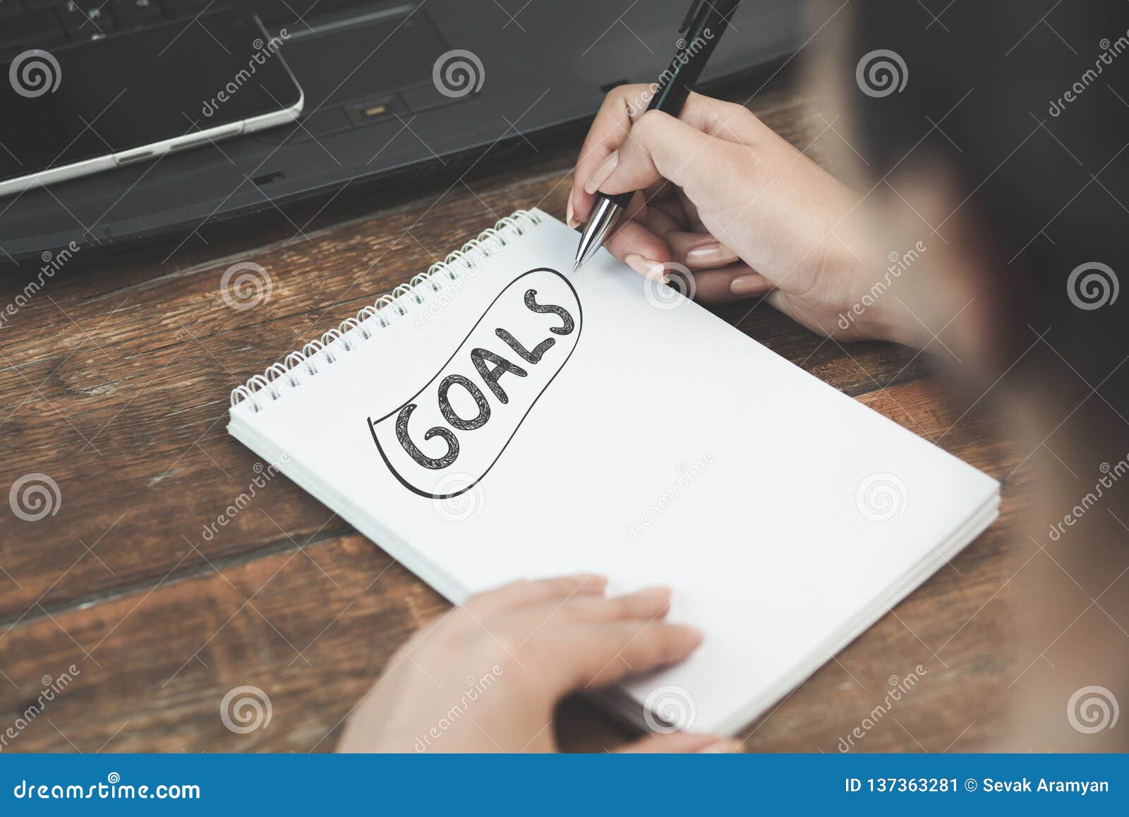 Goals on notebook stock image. Image of cooperate, inspiration - 137363281