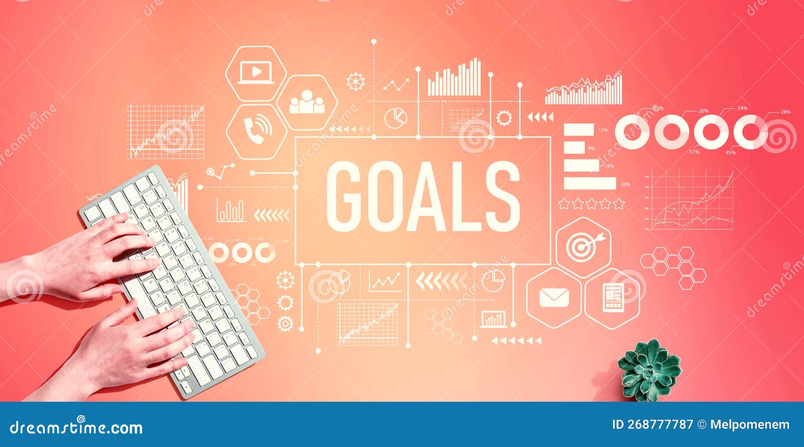 Goals with Person Using Computer Keyboard Stock Image - Image of ...