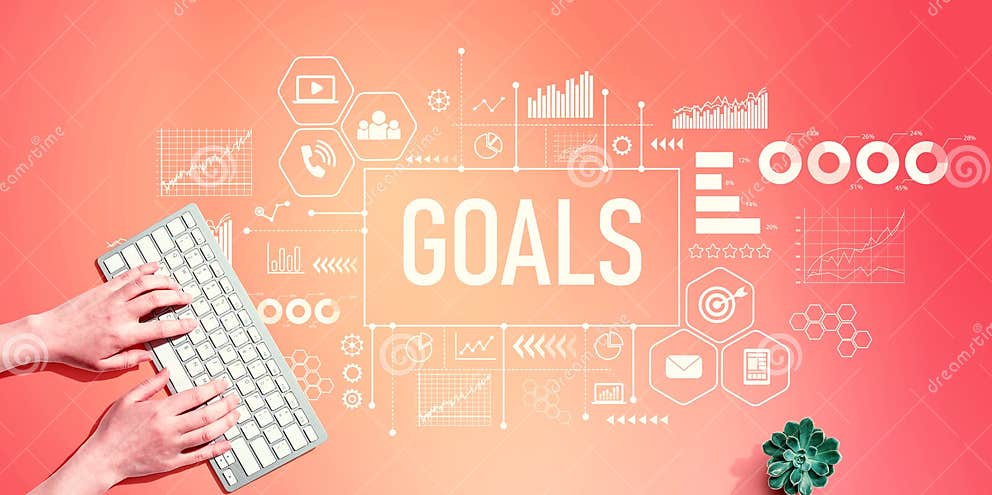 Goals with Person Using Computer Keyboard Stock Image - Image of ...