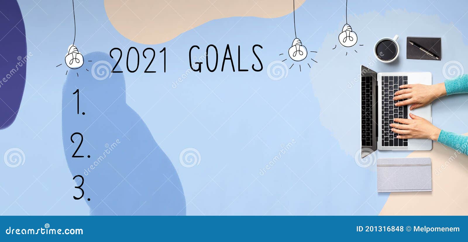 2021 Goals with Person Using Laptop Stock Illustration - Illustration ...