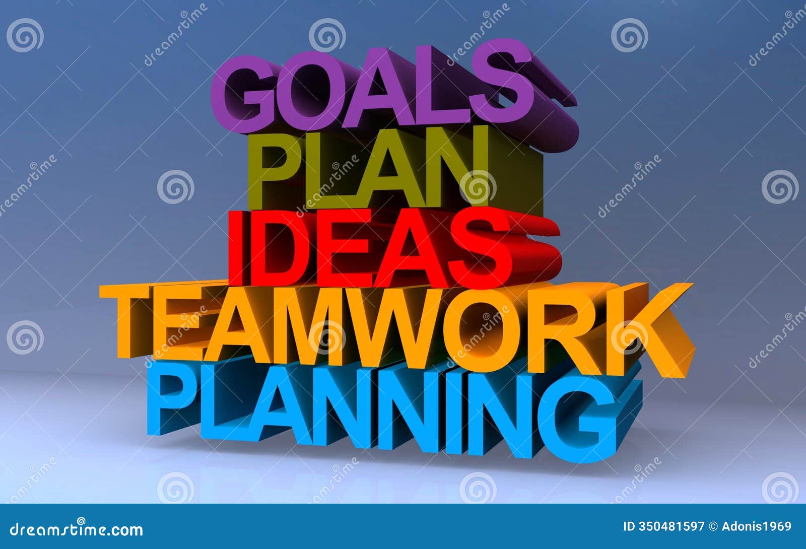Goals Plan Ideas Teamwork Planning on Blue Stock Illustration ...