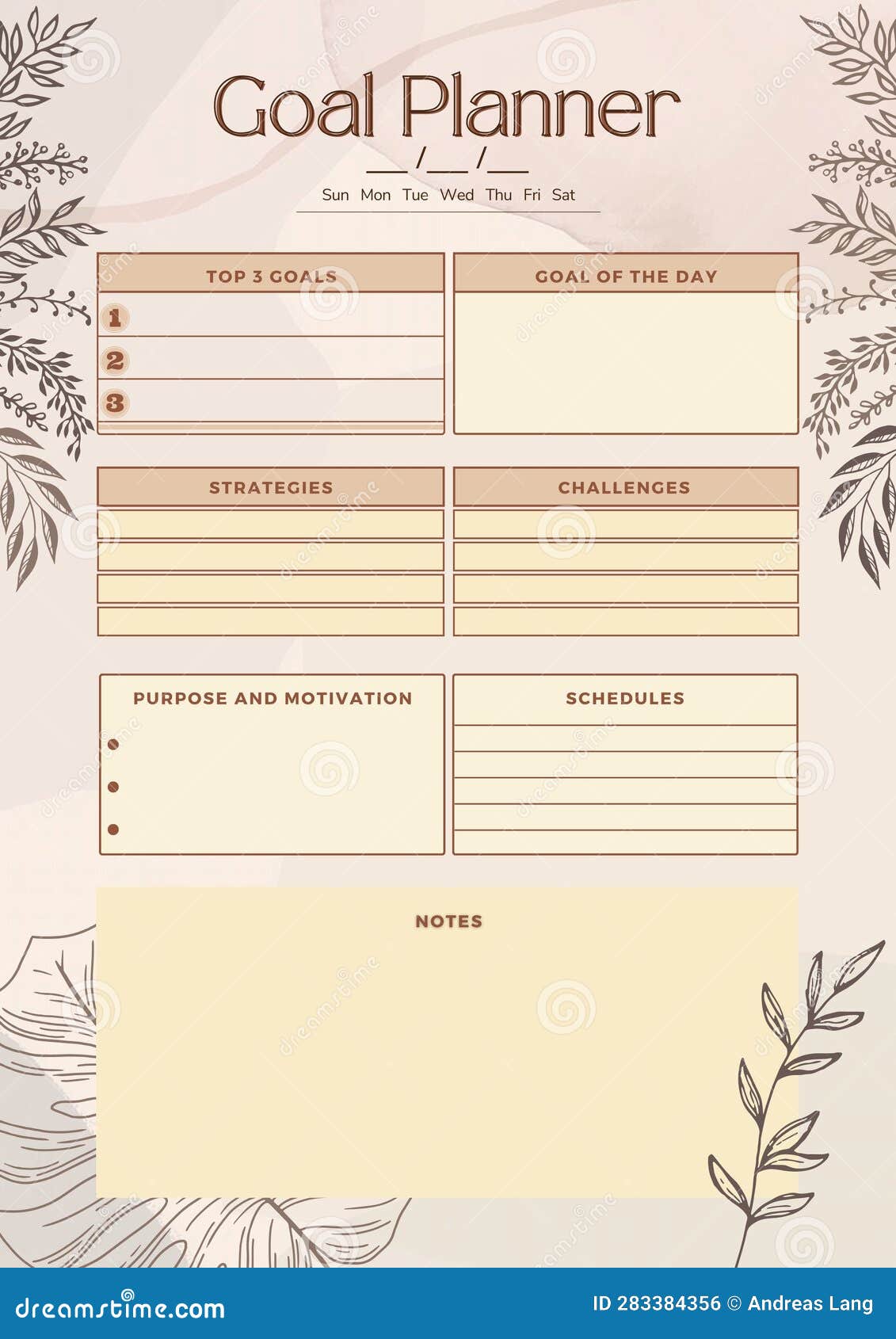 Goals Planner Digital Planning Insert Sheet Printable Page Template ...