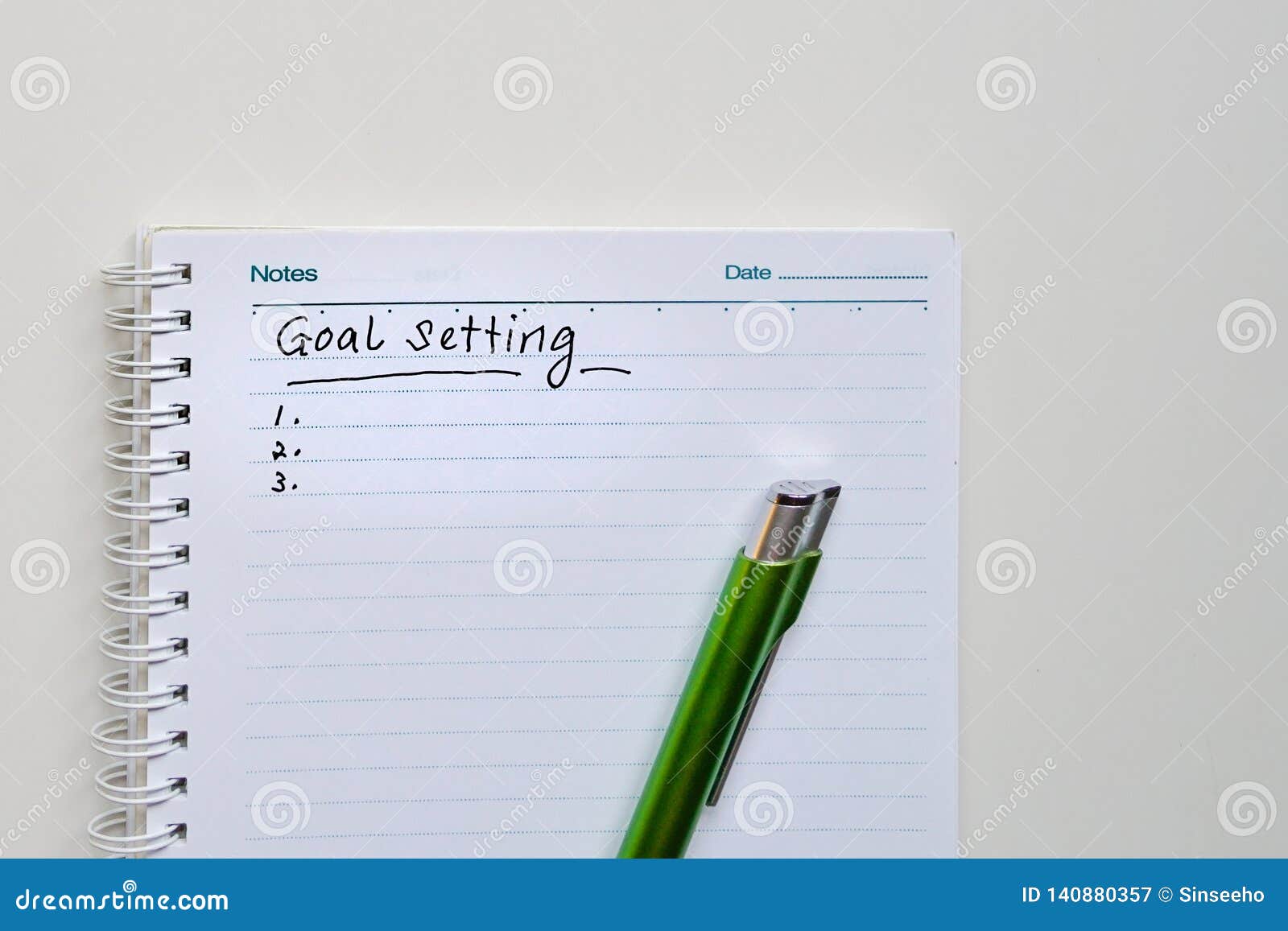 Goals Setting To Be Written on a Notebook with a Green Pen Stock Image ...
