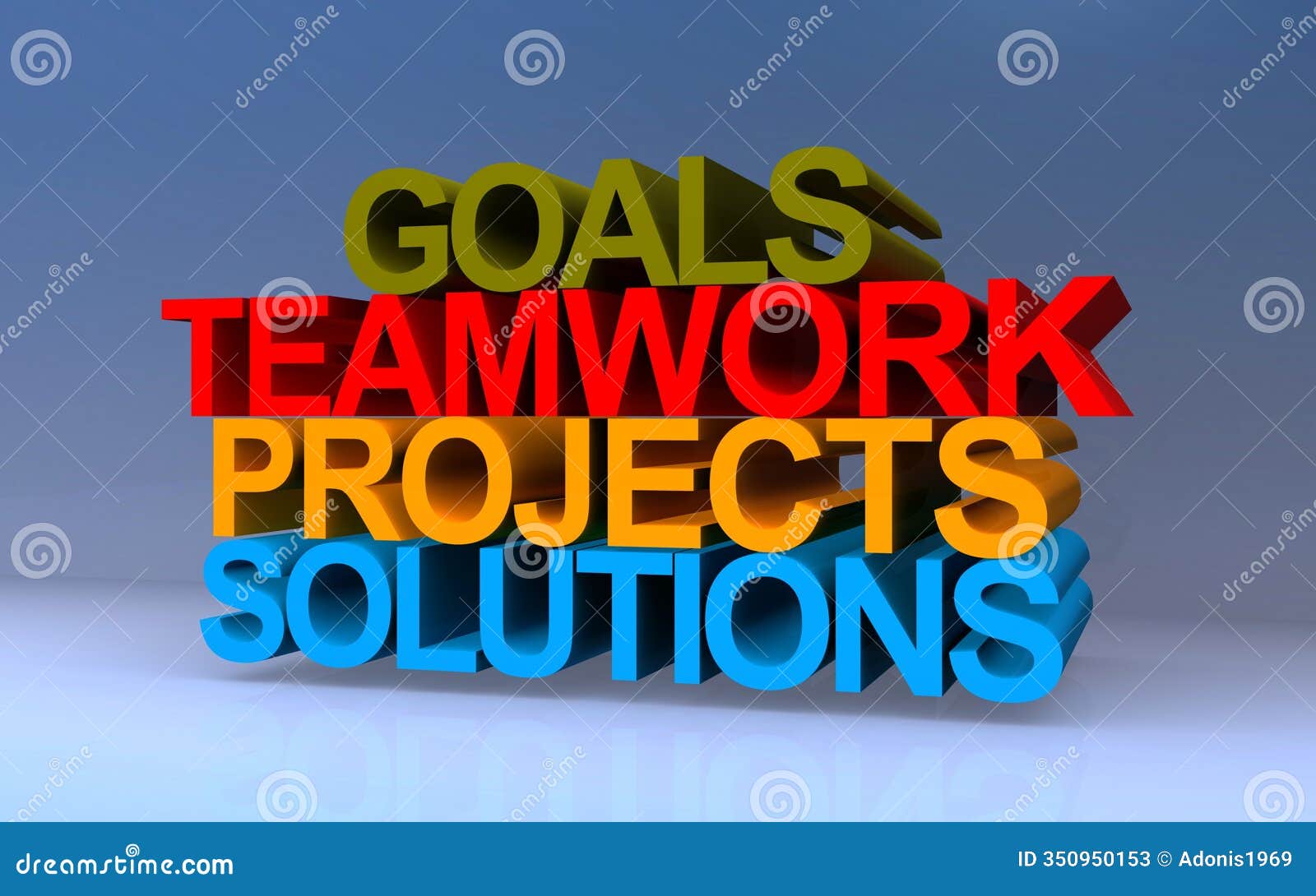 Goals Teamwork Projects Solutions on Blue Stock Illustration ...