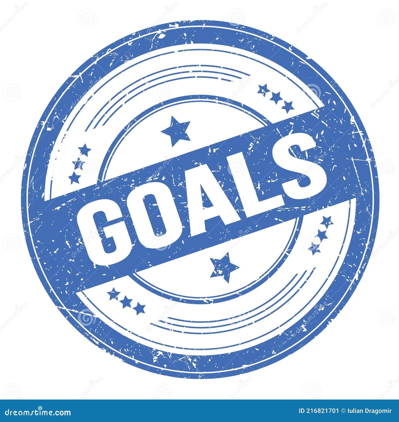 GOALS Text on Blue Round Grungy Stamp Stock Illustration - Illustration ...