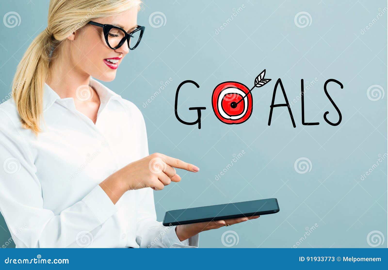 Goals Text with Business Woman Stock Image - Image of concept, happy ...