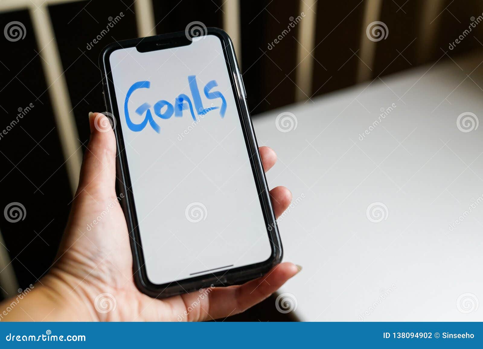 Goals Text Written on Smart Phone Stock Photo - Image of alert ...