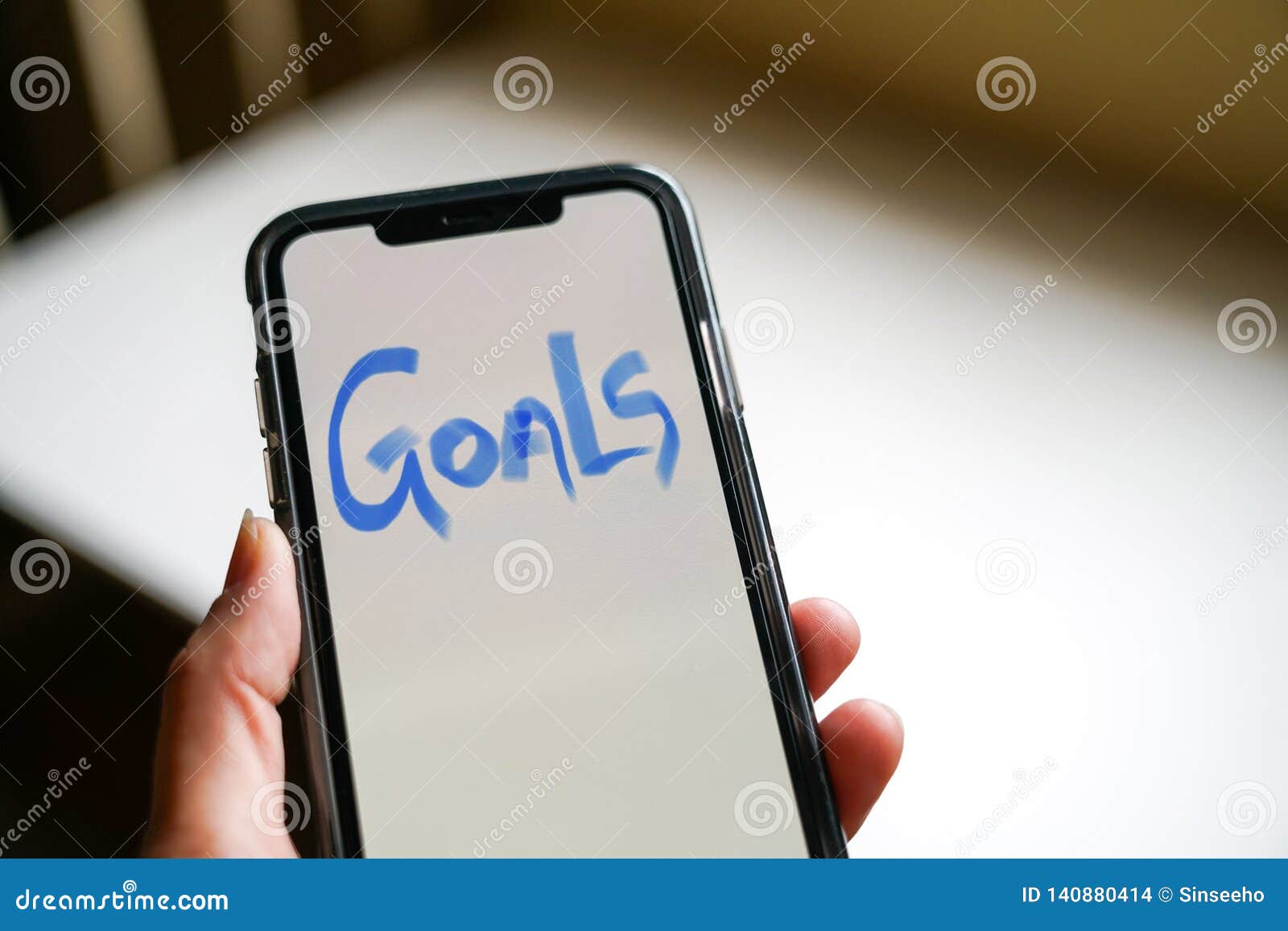Goals Text Written on Smart Phone Stock Photo - Image of purpose ...