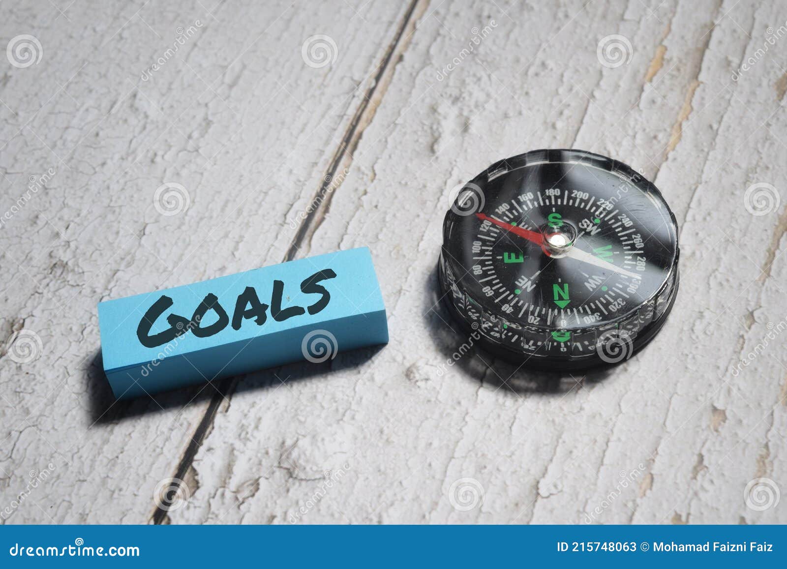 Goals Wording with Compass Over a Wooden Background Stock Image - Image ...