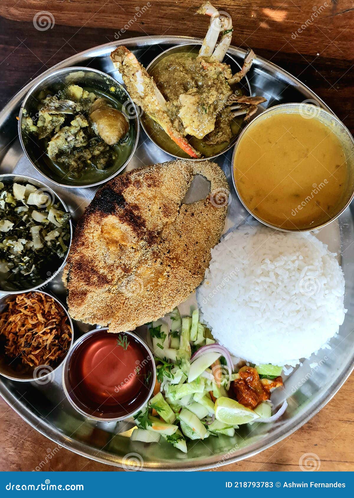 Goan seafood thali platter stock image. Image of platter - 218793783