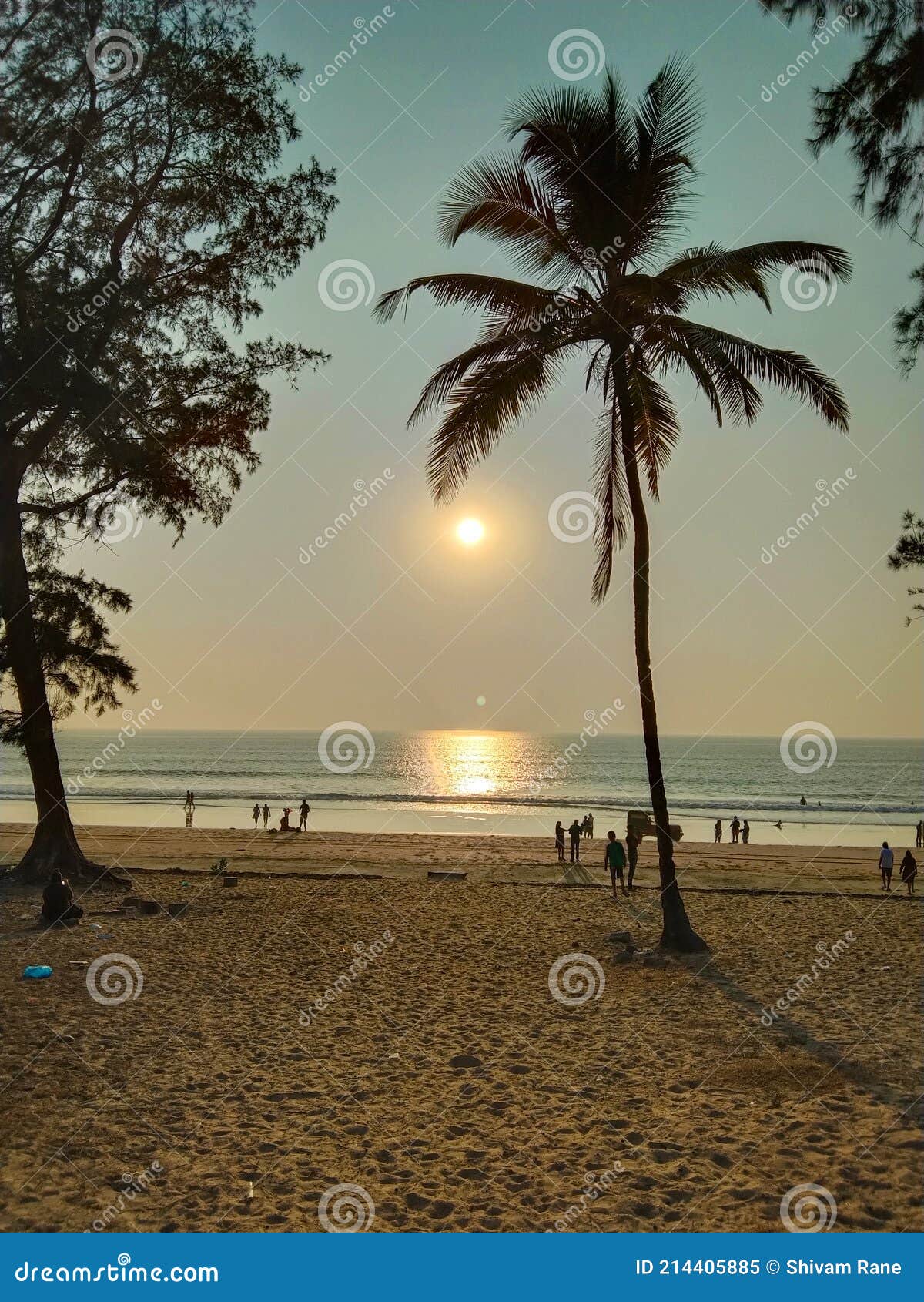 Goan sunset stock image. Image of tourism, goan, beach - 214405885