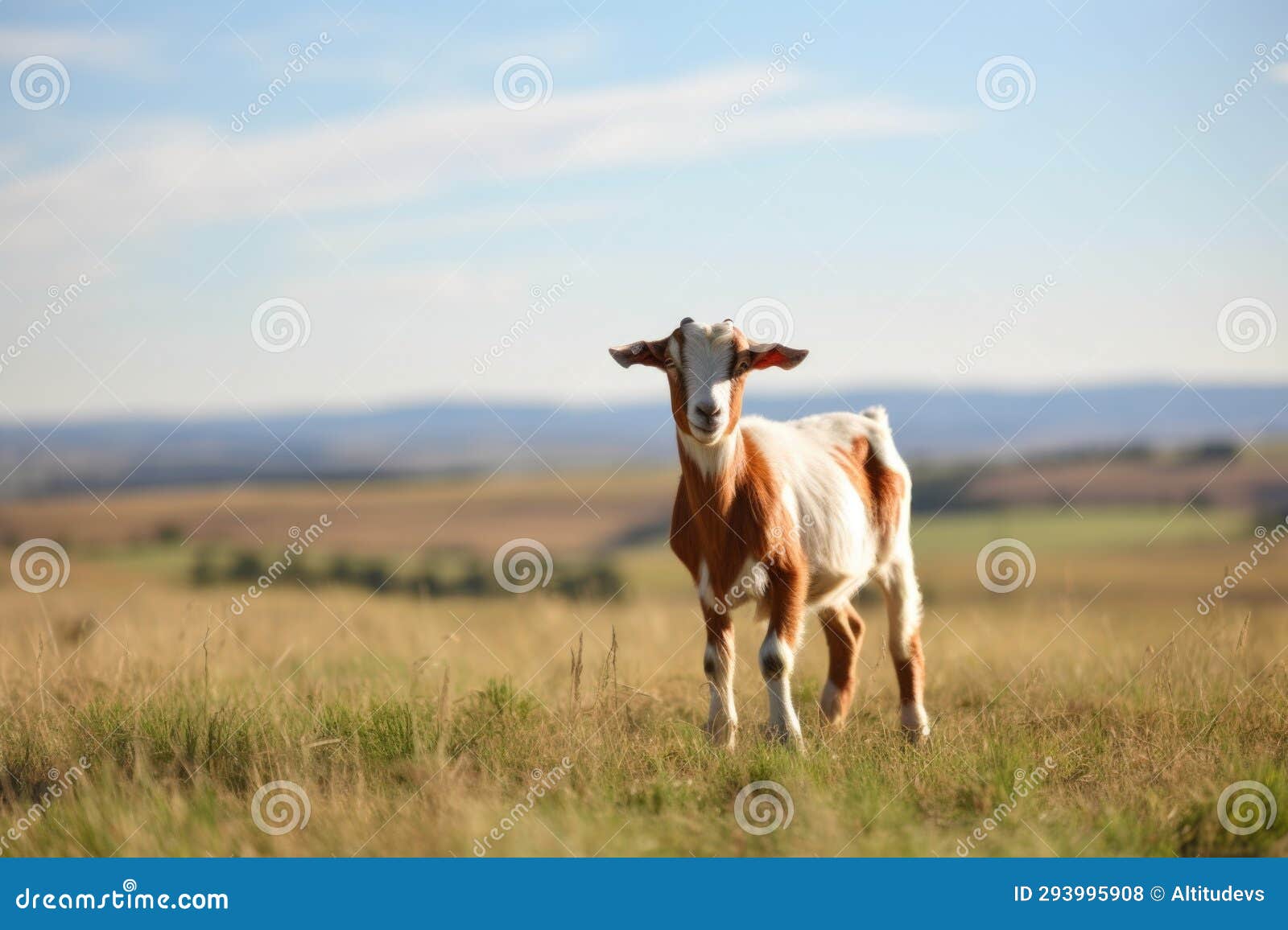A Goat Alone in a Large Empty Pasture Stock Photo - Image of generative ...