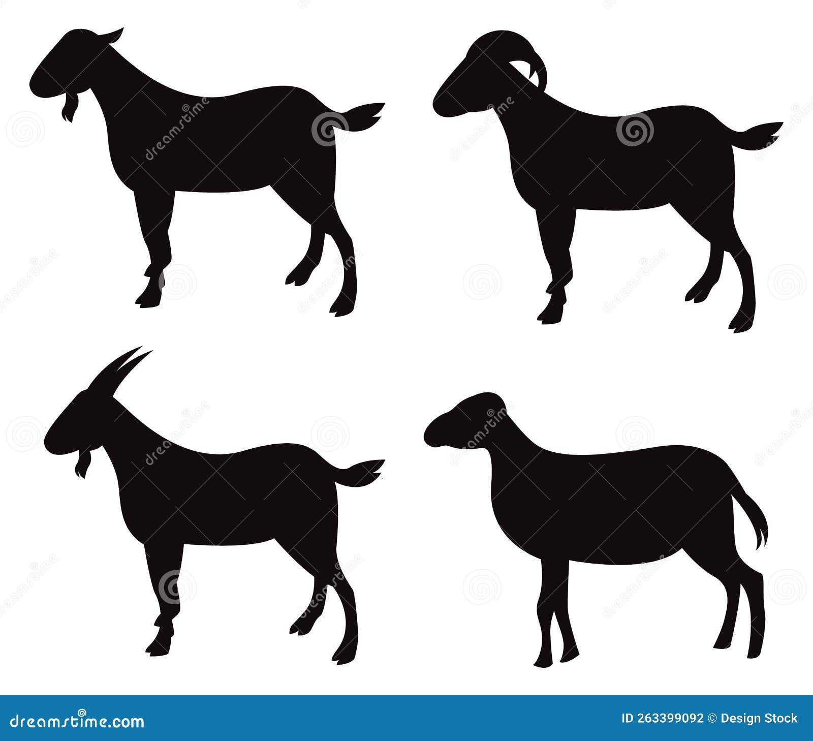 Goat Animal Silhouettes Vector Silhouette | CartoonDealer.com #263399092