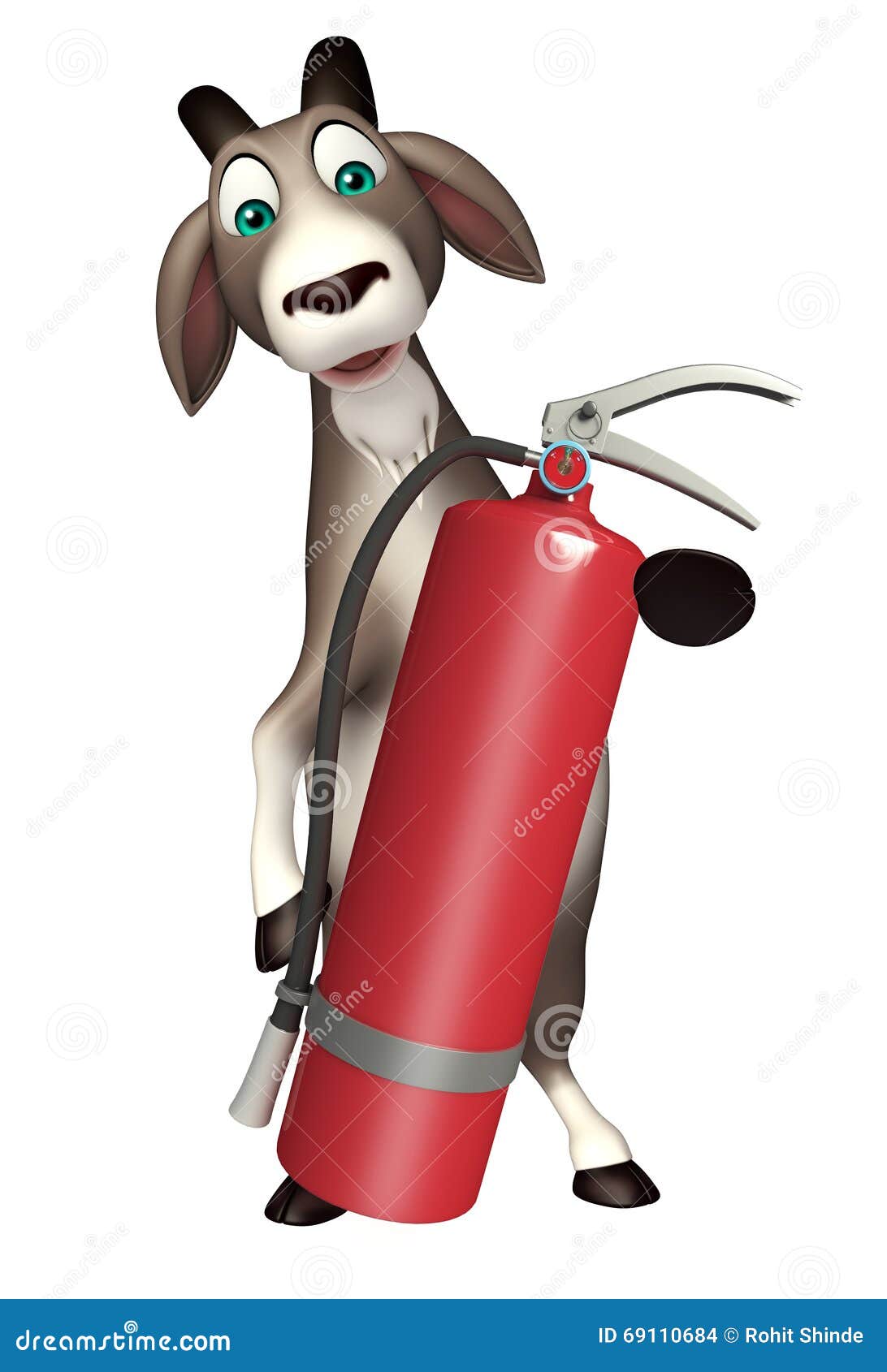 Goat Cartoon Character with Fire Extinguisher Stock Illustration ...