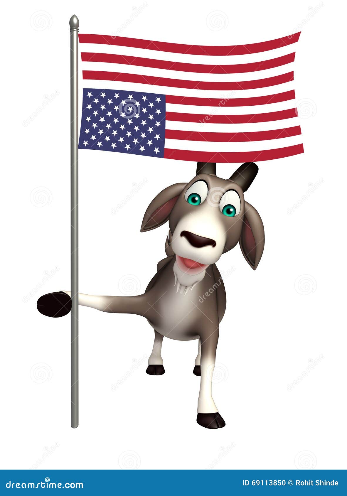 Goat Cartoon Character with Flag Stock Illustration - Illustration of ...