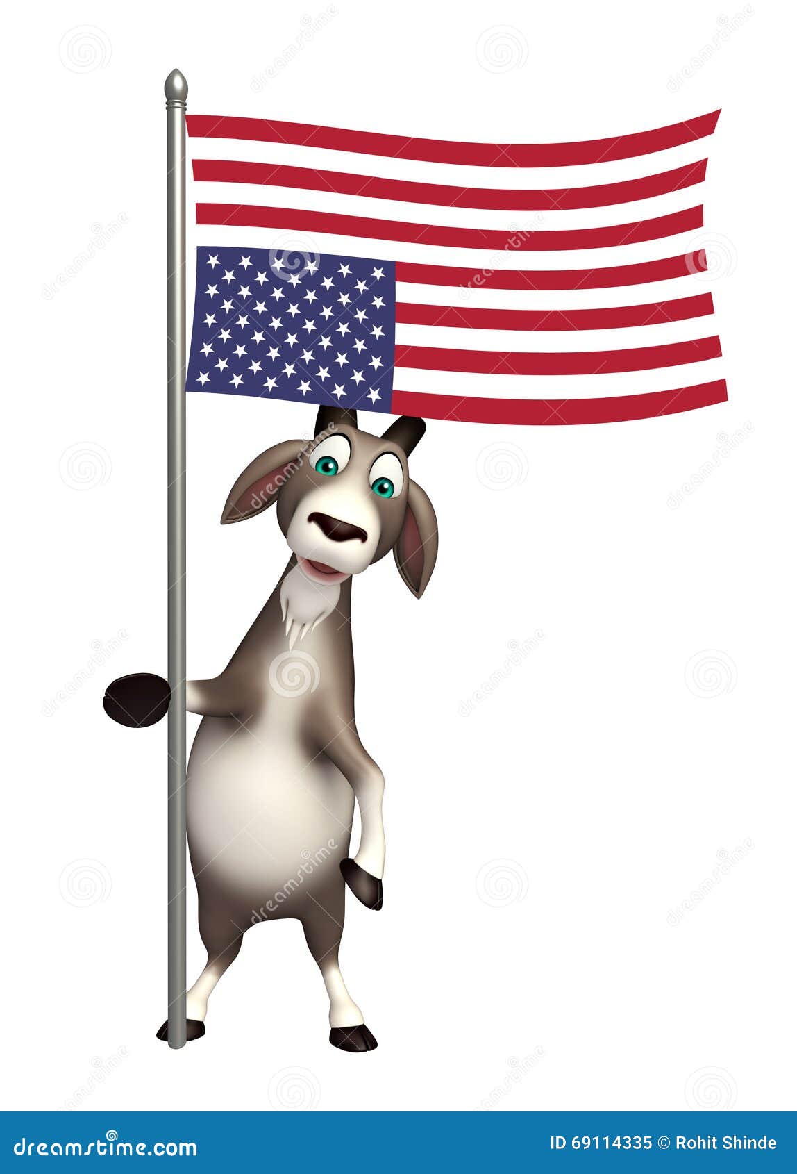 Goat Cartoon Character with Flag Stock Illustration - Illustration of ...