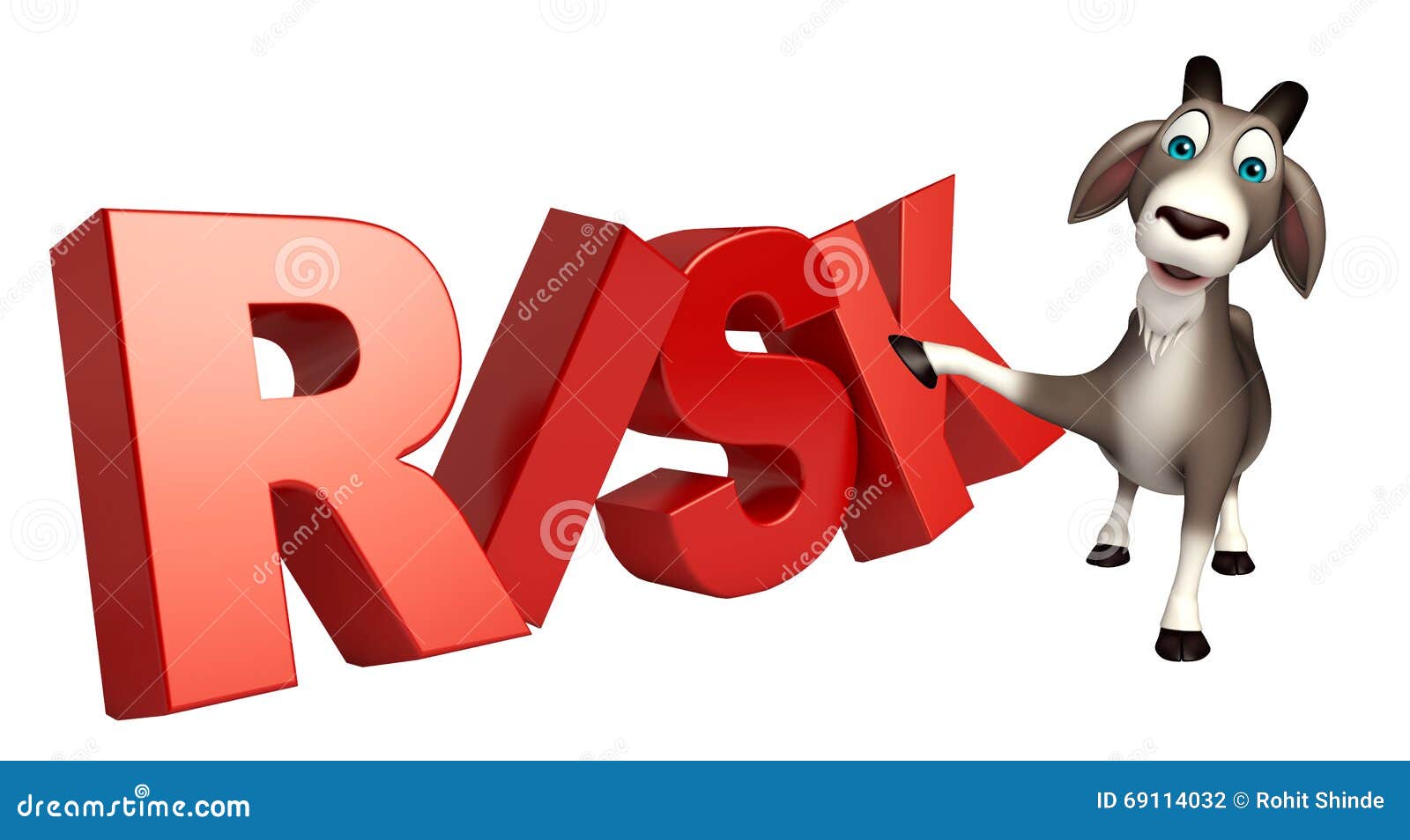 Goat Cartoon Character with Risk Sign Stock Illustration - Illustration ...