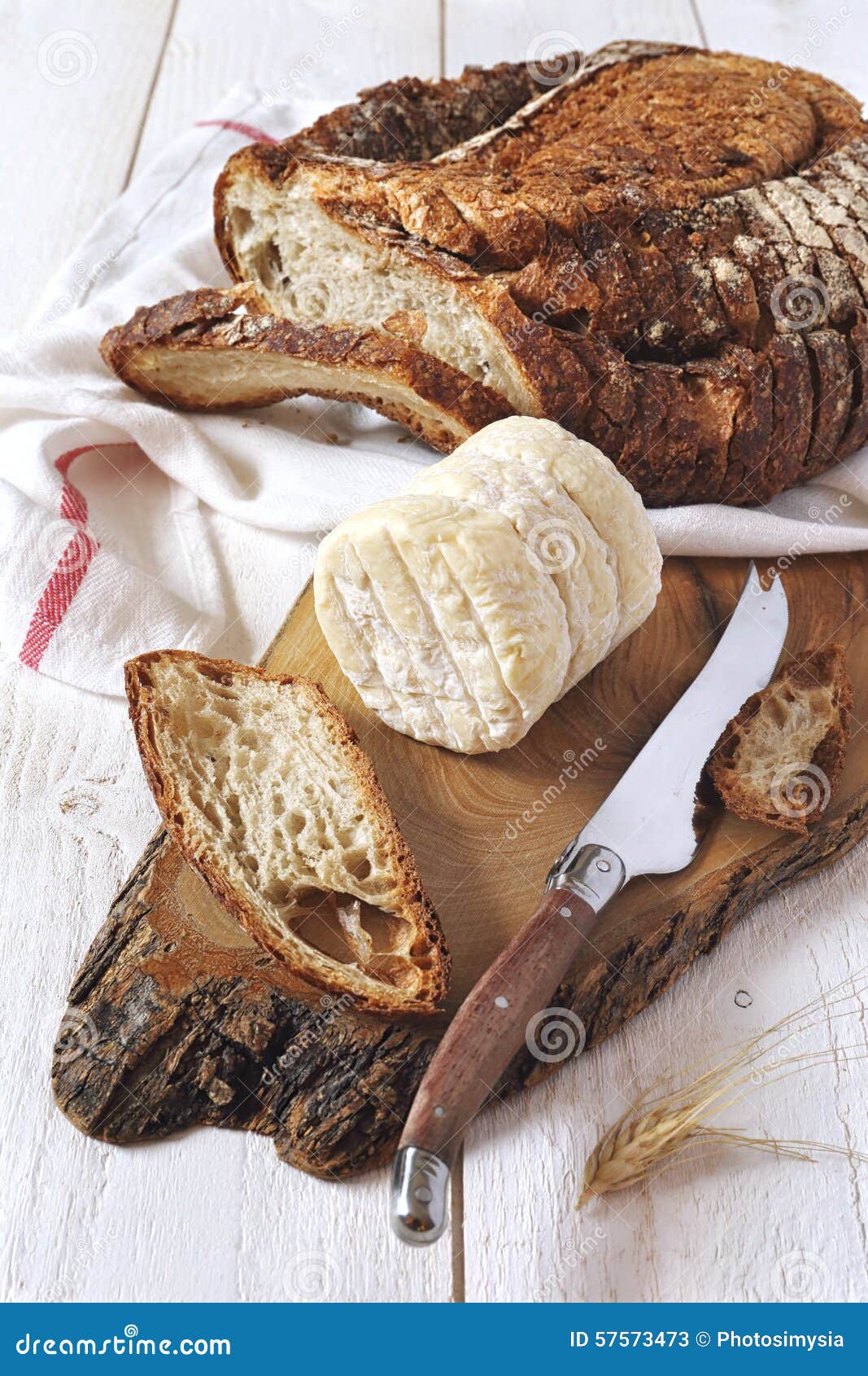 Goat Cheese and Country Bread Stock Image - Image of crust, appetite ...