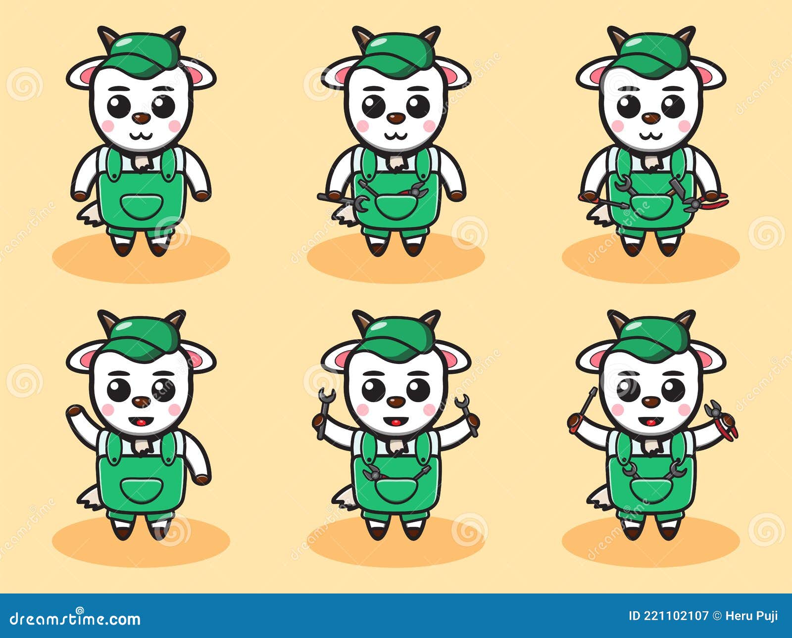 Vector Illustration of Cute Goat Mechanic Cartoon Stock Vector ...