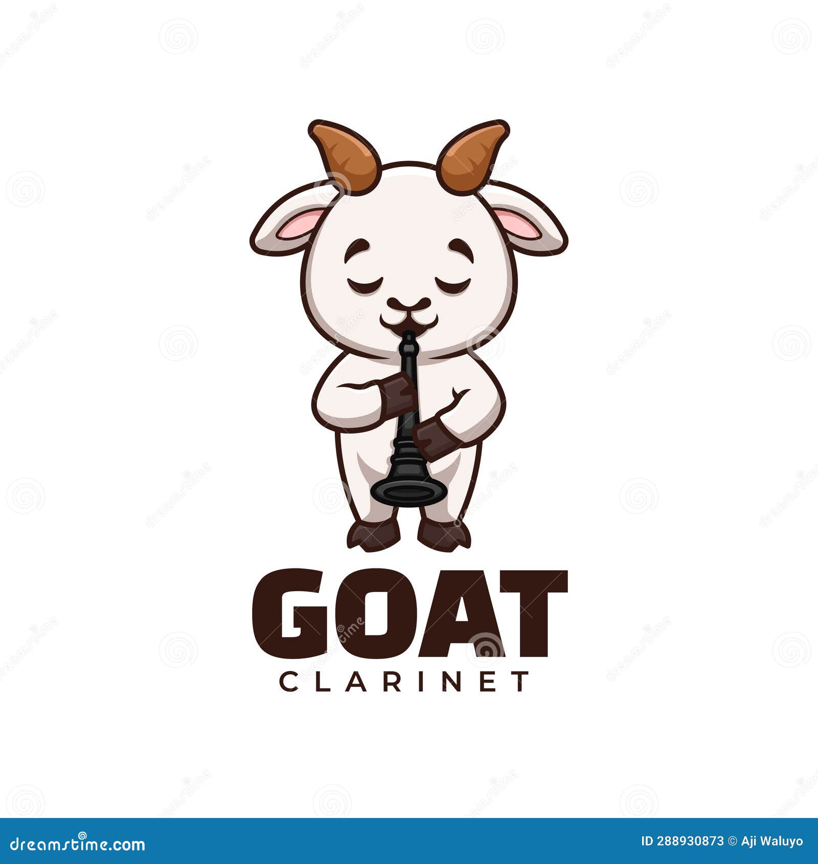 Goat Clarinet Cartoon Mascot Logo Stock Illustration - Illustration of ...