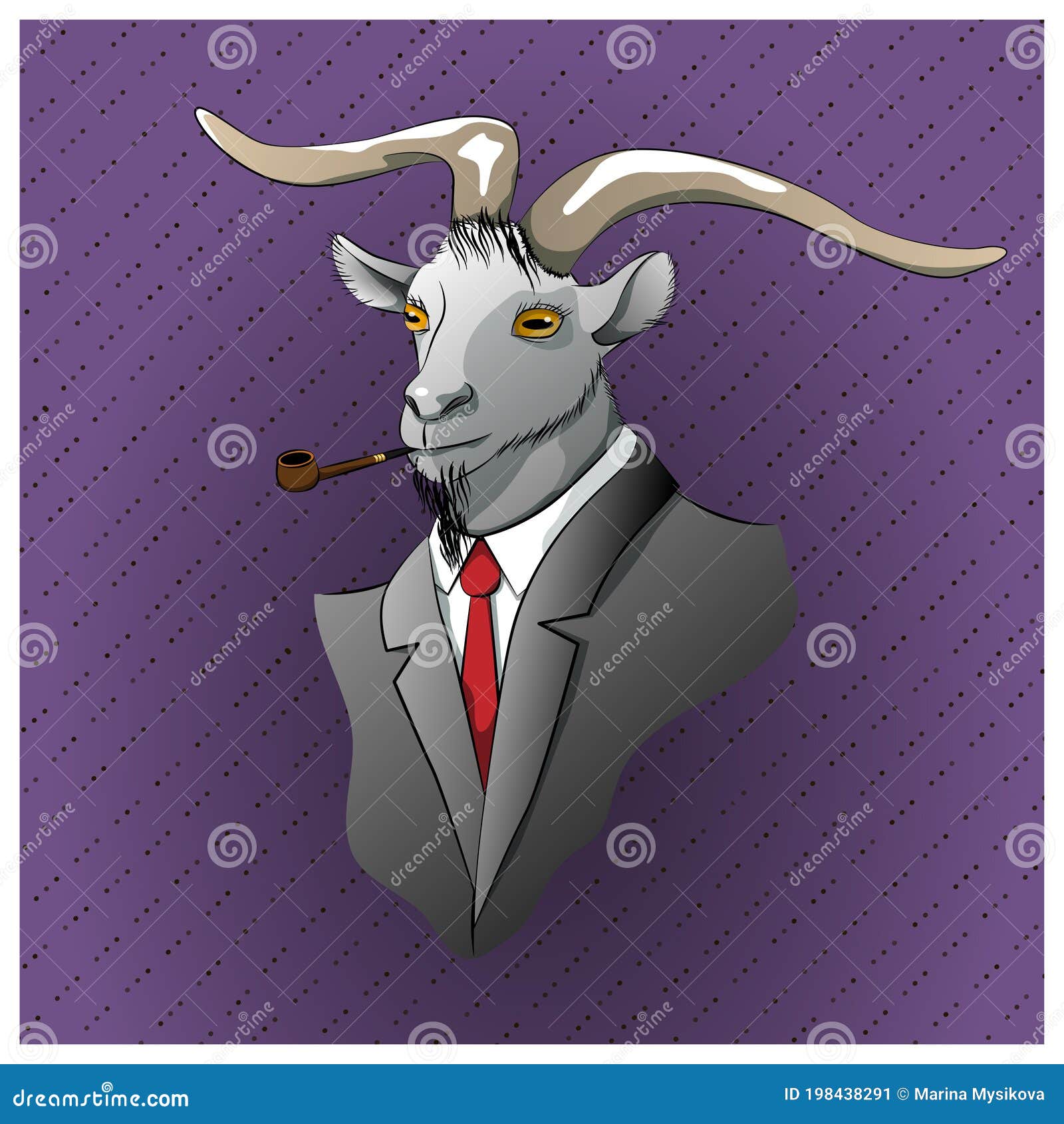 A Goat in Clothes with a Smoking Pipe Stock Vector - Illustration of ...