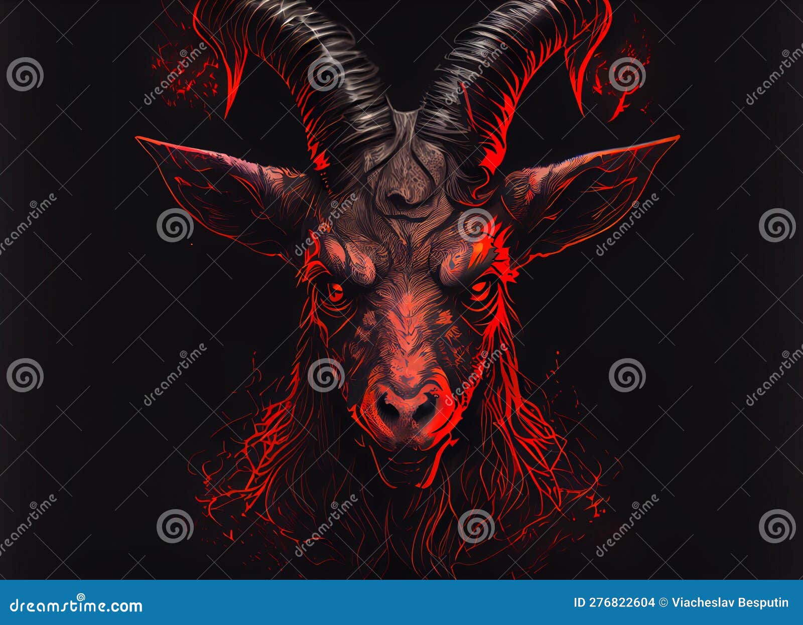 Goat devil with horns. stock illustration. Illustration of demon ...