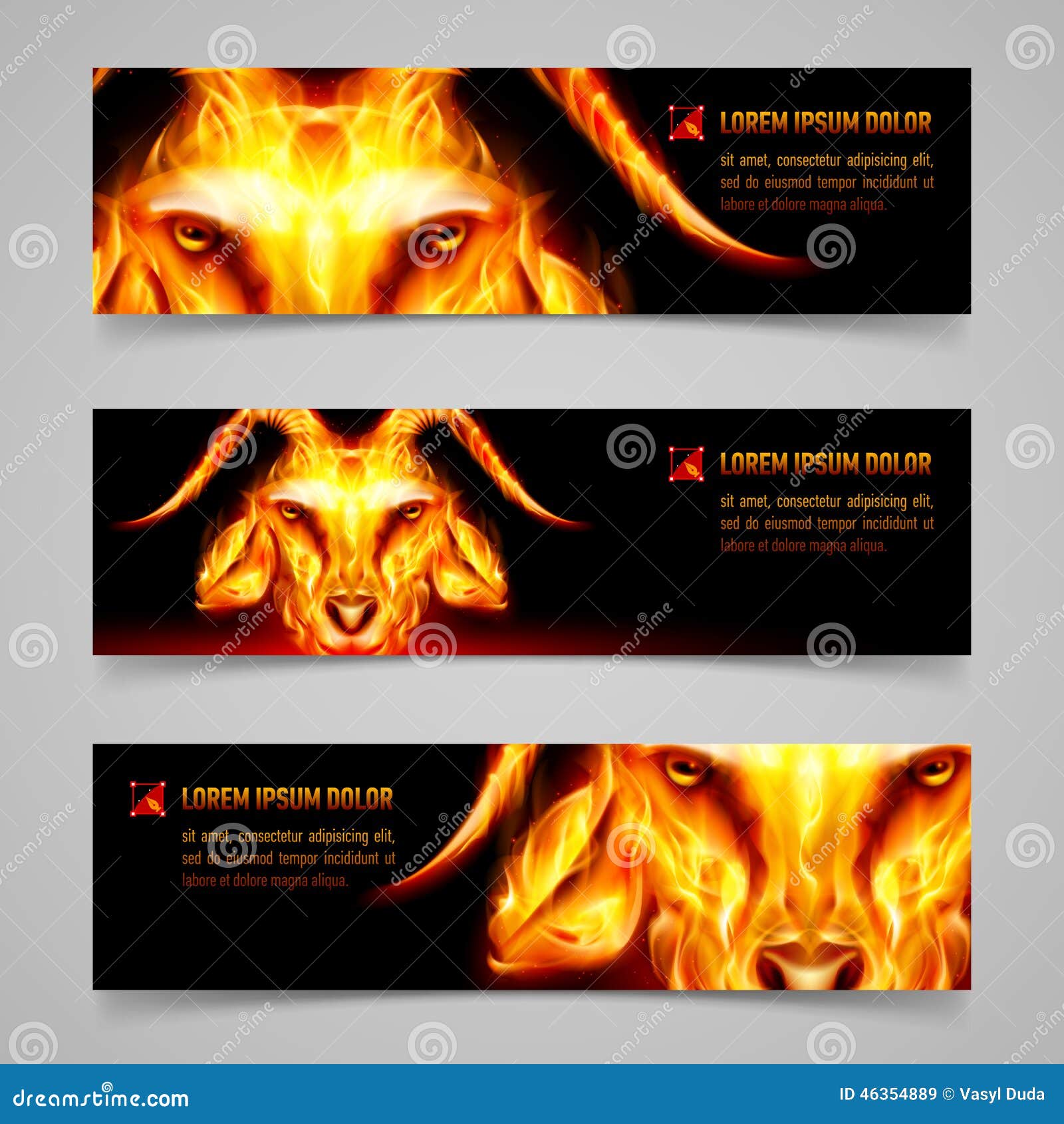 Goat fire banners stock vector. Illustration of astrology - 46354889